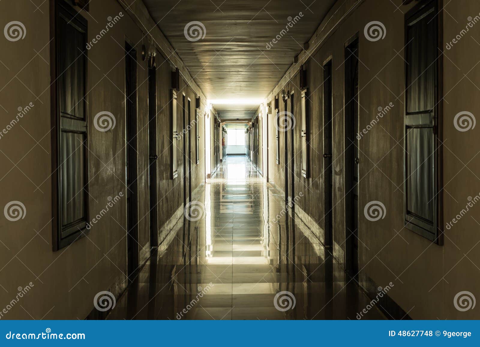 Dark corridor stock photo. Image of home, door, path - 48627748
