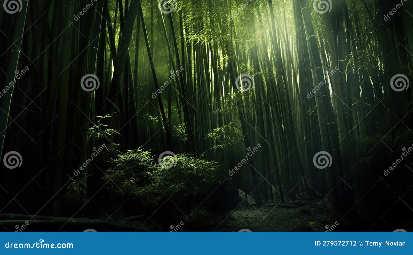Dark Creepy Bamboo Forest with a Mysterious Light. Generative Ai Stock ...