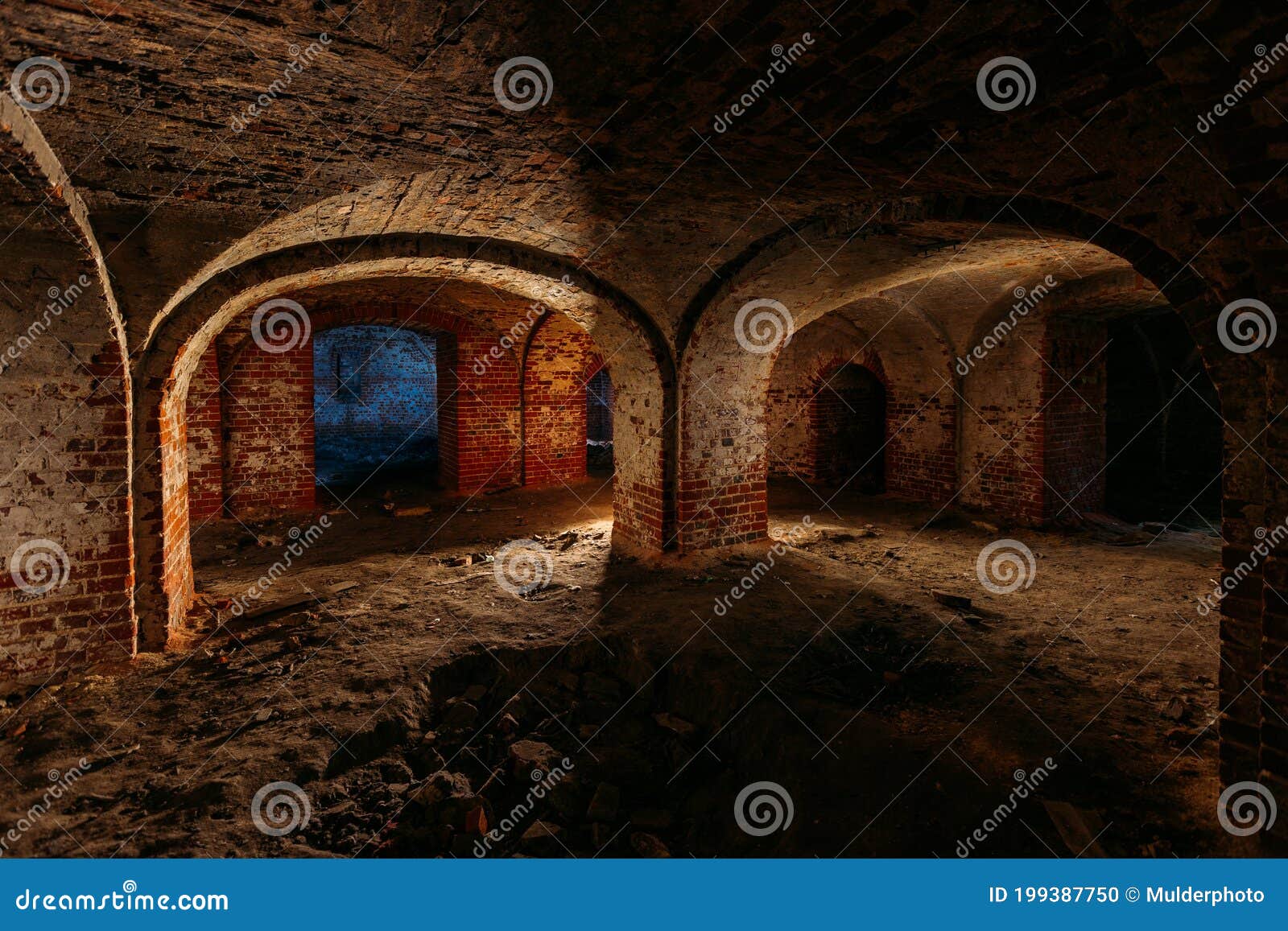 Dark and Creepy Vaulted Red Brick Dungeon Stock Photo - Image of arch ...