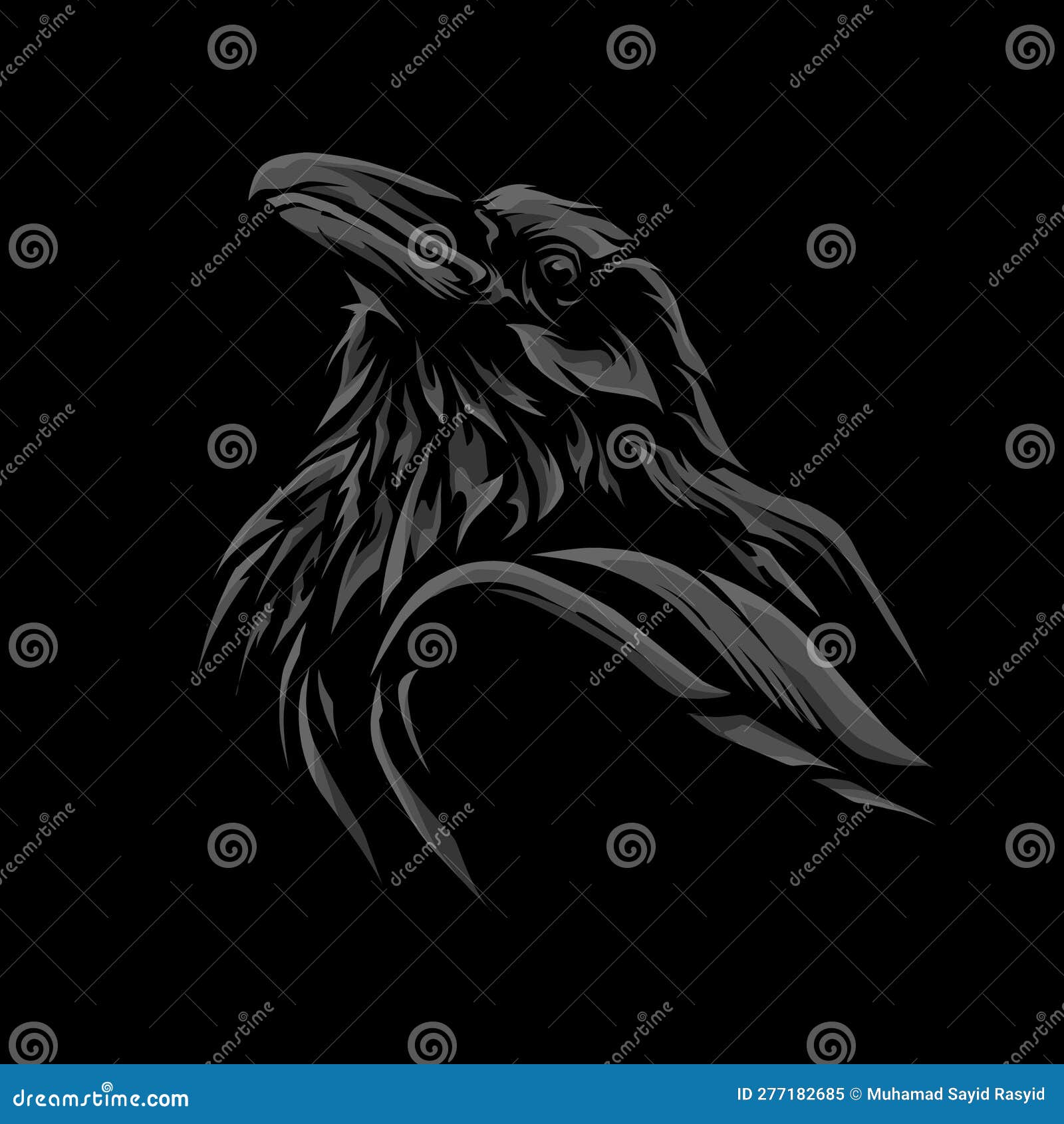 Crow Head Origami Line Monochrome Instruction Cartoon Vector ...