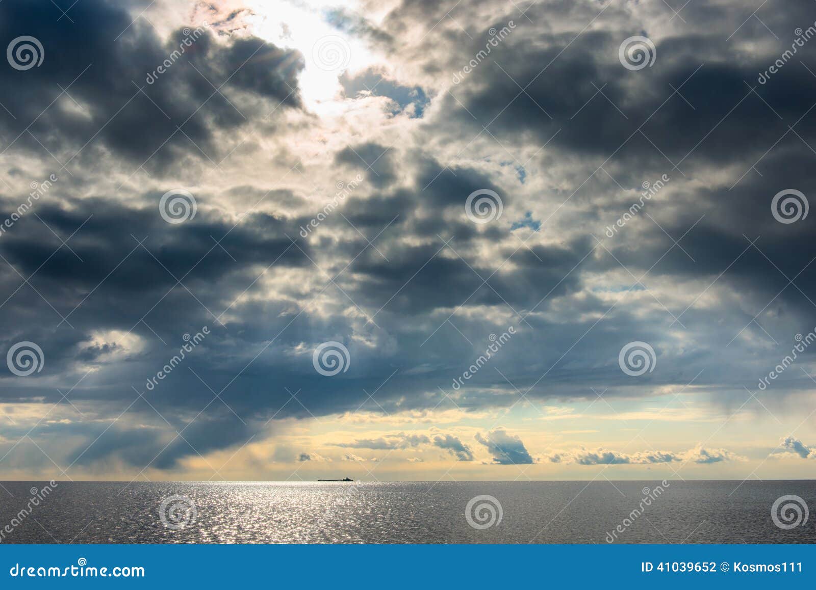 Dark Cumulus Clouds Hovering Over Sea Stock Photo - Image of moody ...