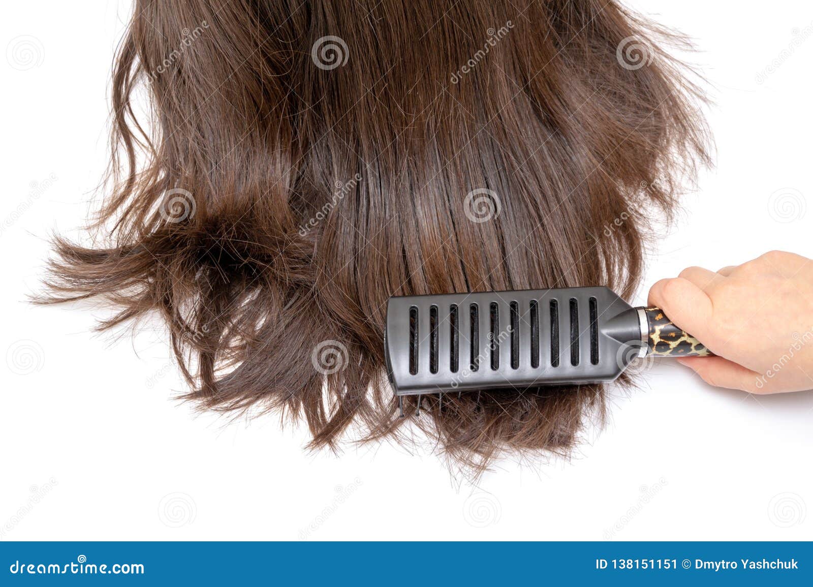 Dark Curls Brushing Comb Isolated on White Stock Image - Image of dark ...