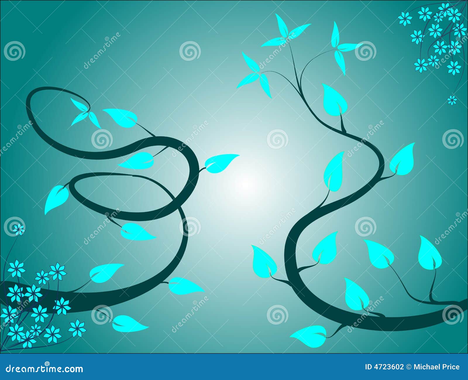 Dark Cyan Floral Background Stock Vector - Illustration of green ...