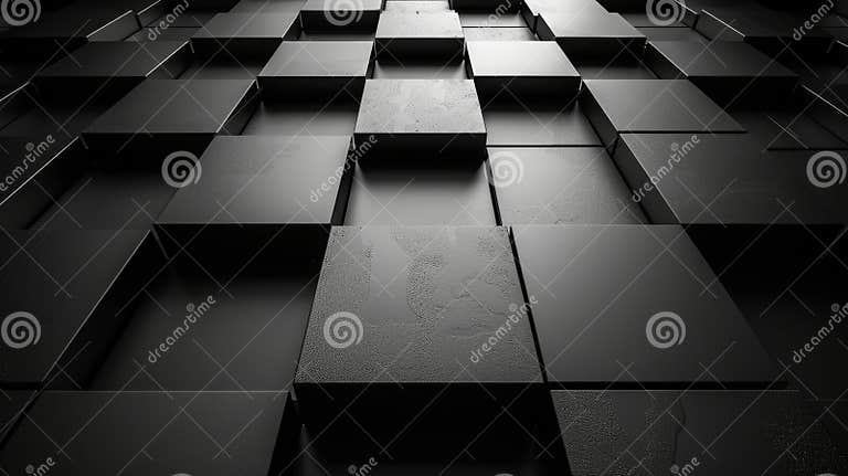 Dark 3D Rendering of a Surface with Beveled Cubes Stock Illustration ...