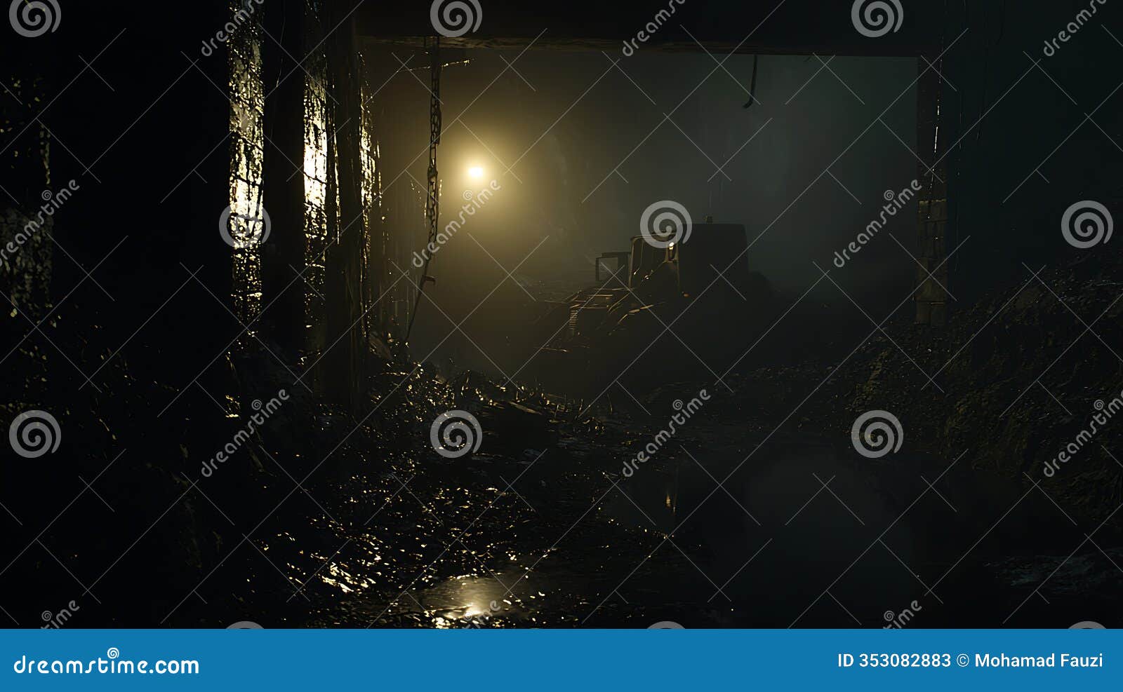 Dark, Damp Tunnel with Abandoned Vehicle Stock Image - Image of night, hidden: 353082883