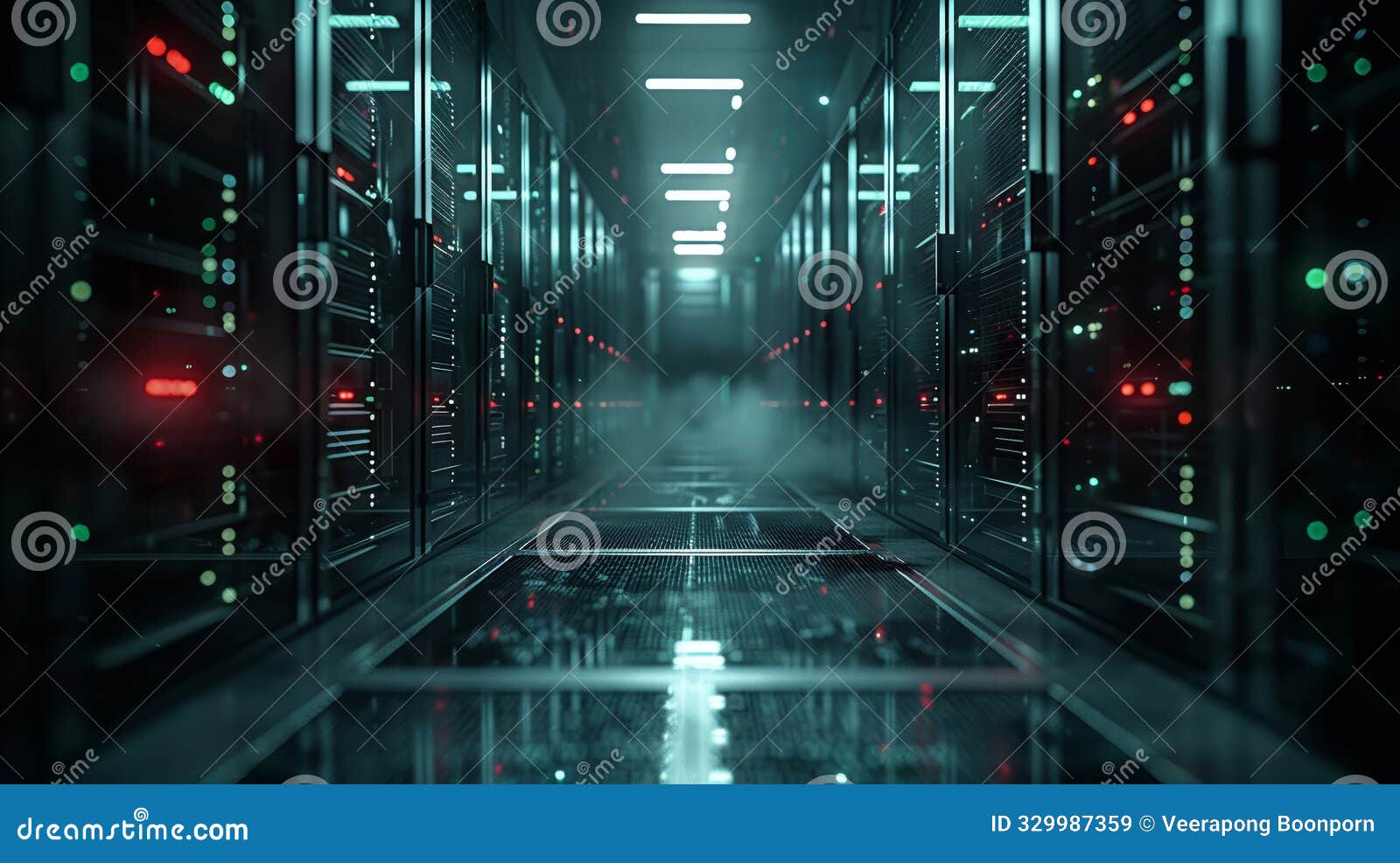 Dark Data Technology Center with Modern Server Racks, VFX Visual ...