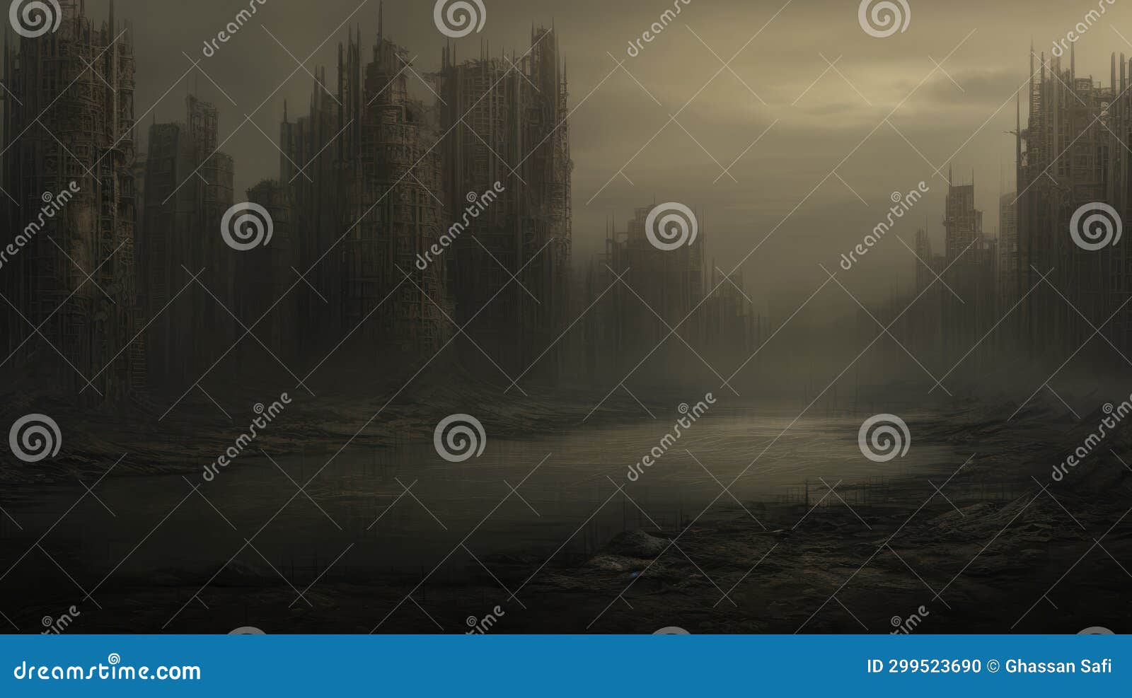 Dark days in a dystopia stock illustration. Illustration of aftermath ...