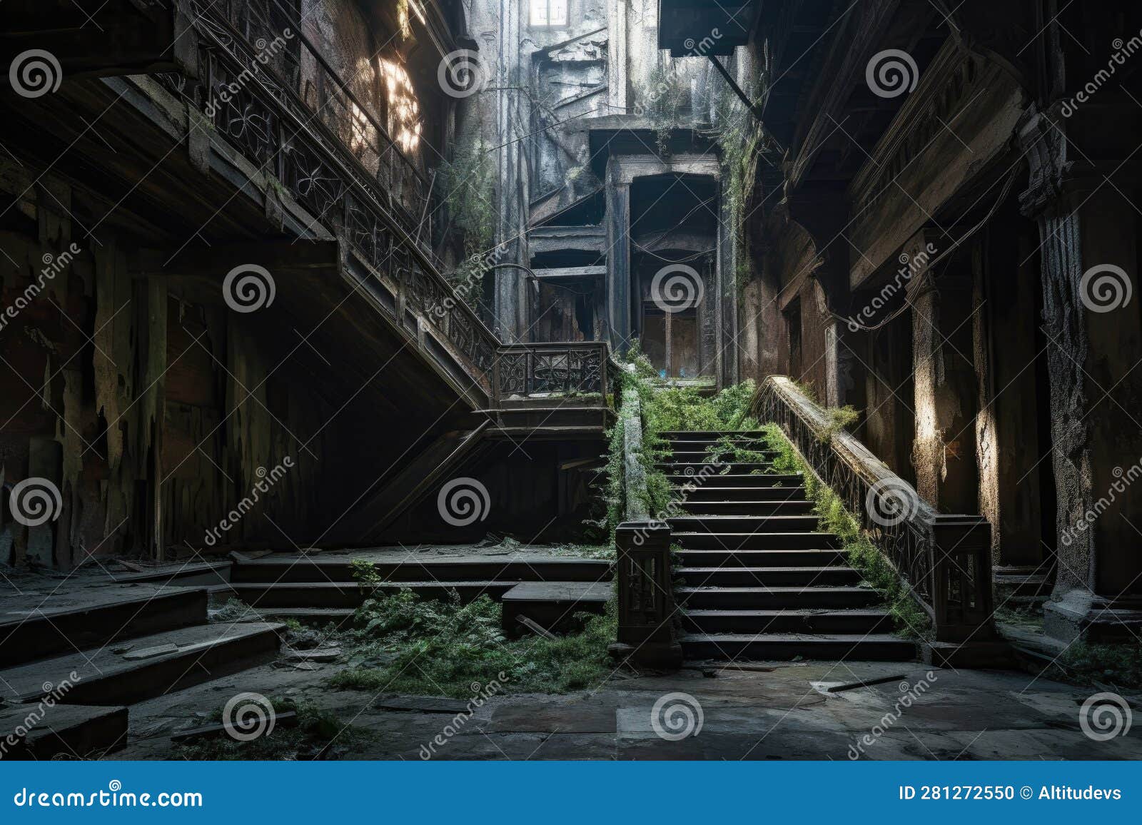Crumbling Staircase Leading To A Hidden Chamber Stock Photo ...