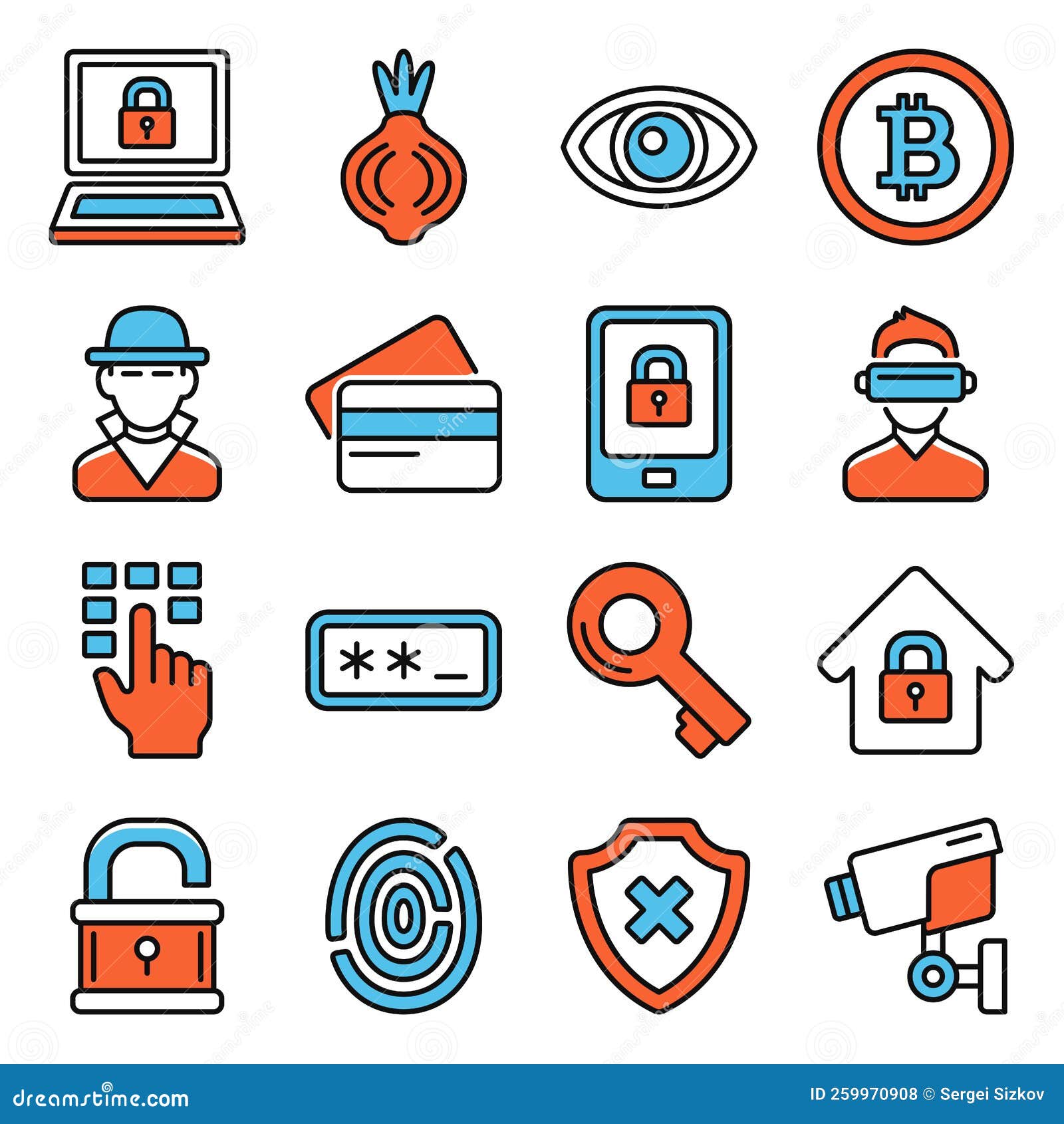 Dark Deep Internet and Security Icons Set. Vector Stock Vector ...
