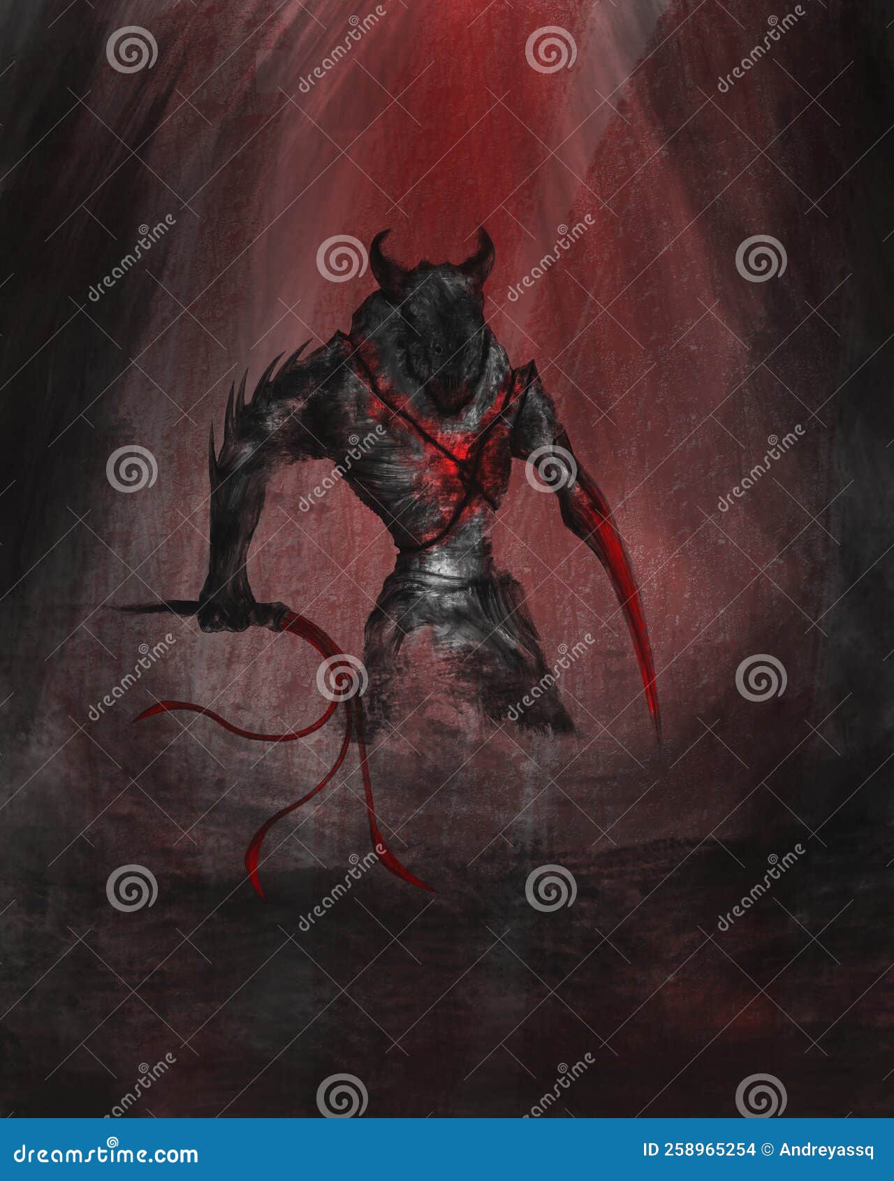 Dark Demon Illustration, Horror Fantasy Character Stock Illustration ...