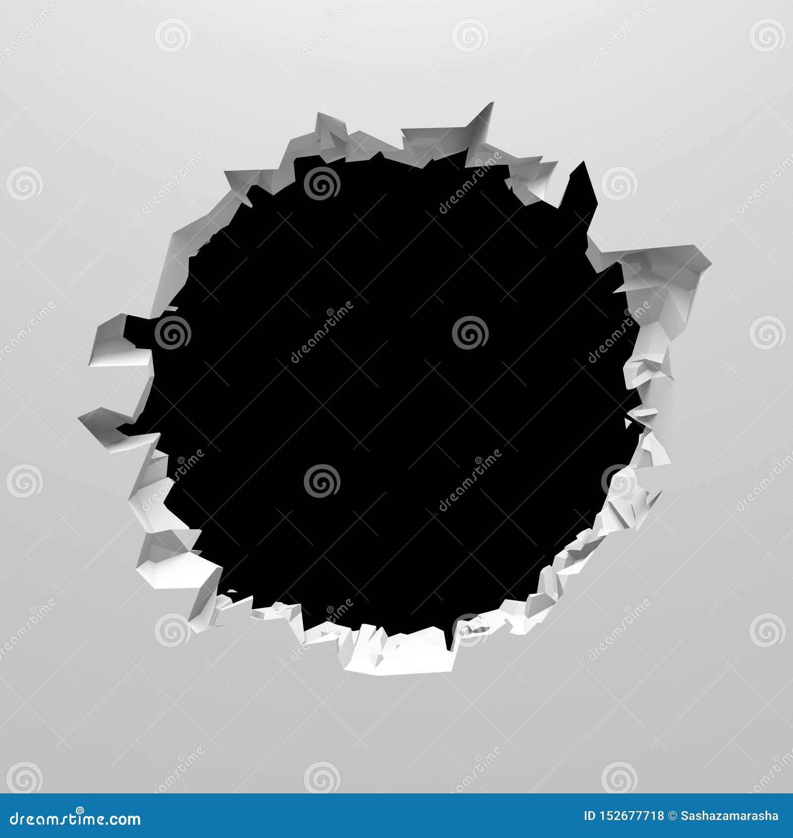 Dark Destruction Cracked Hole in White Stone Wall Stock Illustration ...