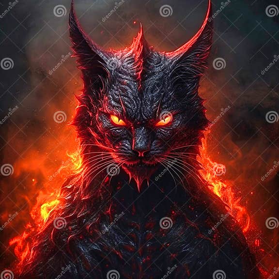 A Dark Devils Cat Hostile Evil, Generative AI Stock Illustration ...