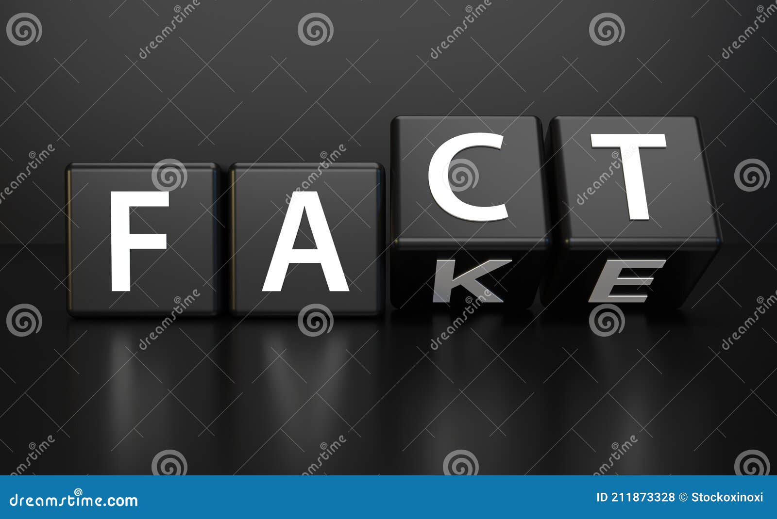 Dark Dice with Words Fact and Fake Stock Illustration - Illustration of ...
