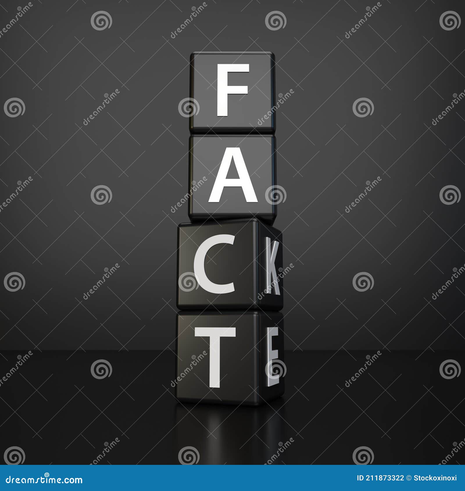 Dark Dice with Words Fact and Fake Vertically Stock Illustration ...