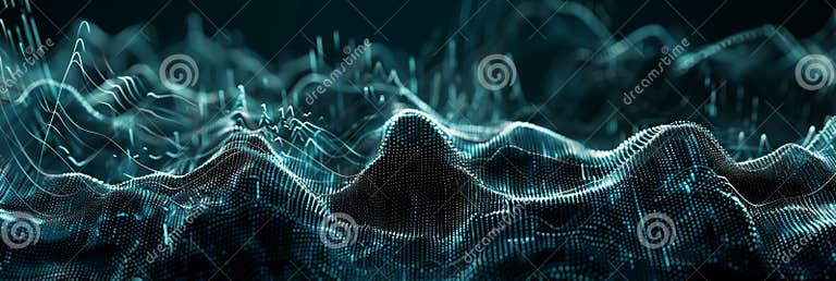 Dark Digital Background, Tech Waves Pattern, Digital Data Banner, Audio ...