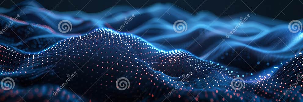 Dark Digital Background, Tech Waves Pattern, Digital Data Banner, Audio ...
