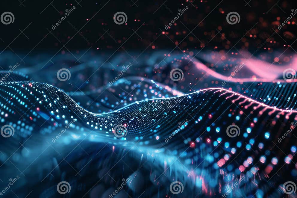 Dark Digital Background, Tech Waves Pattern, Digital Data Banner, Audio ...