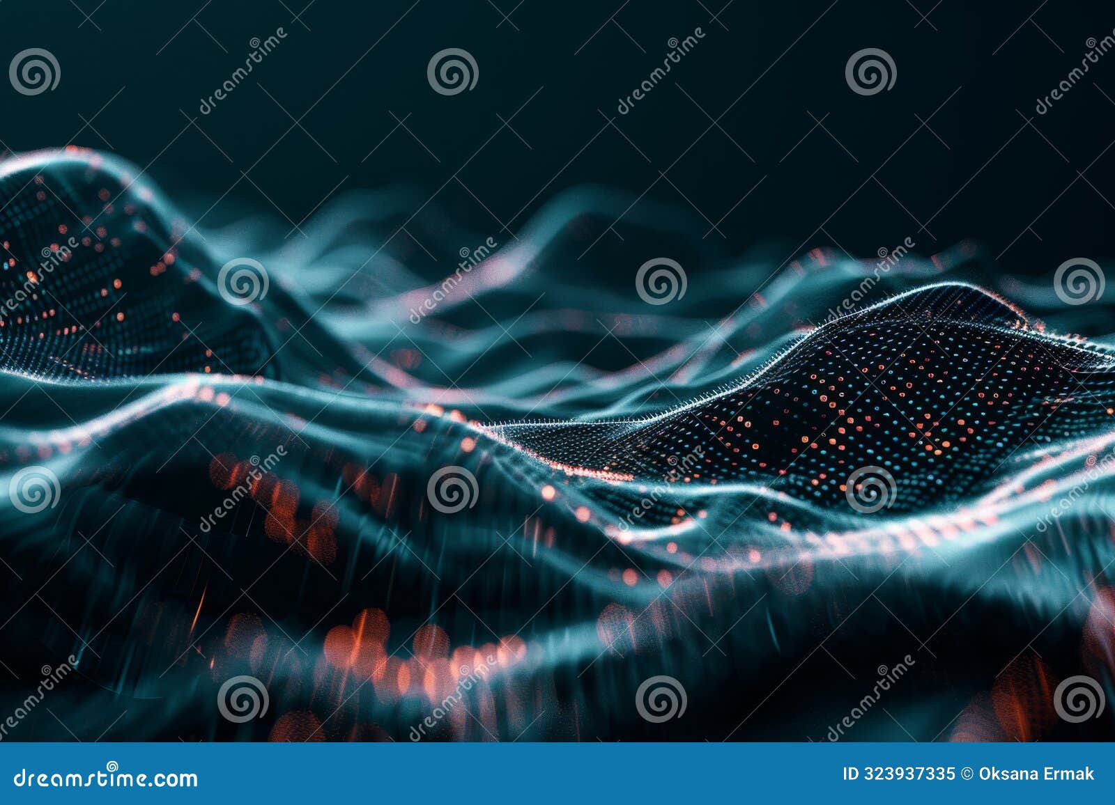Dark Digital Background, Tech Waves Pattern, Digital Data Banner, Audio ...