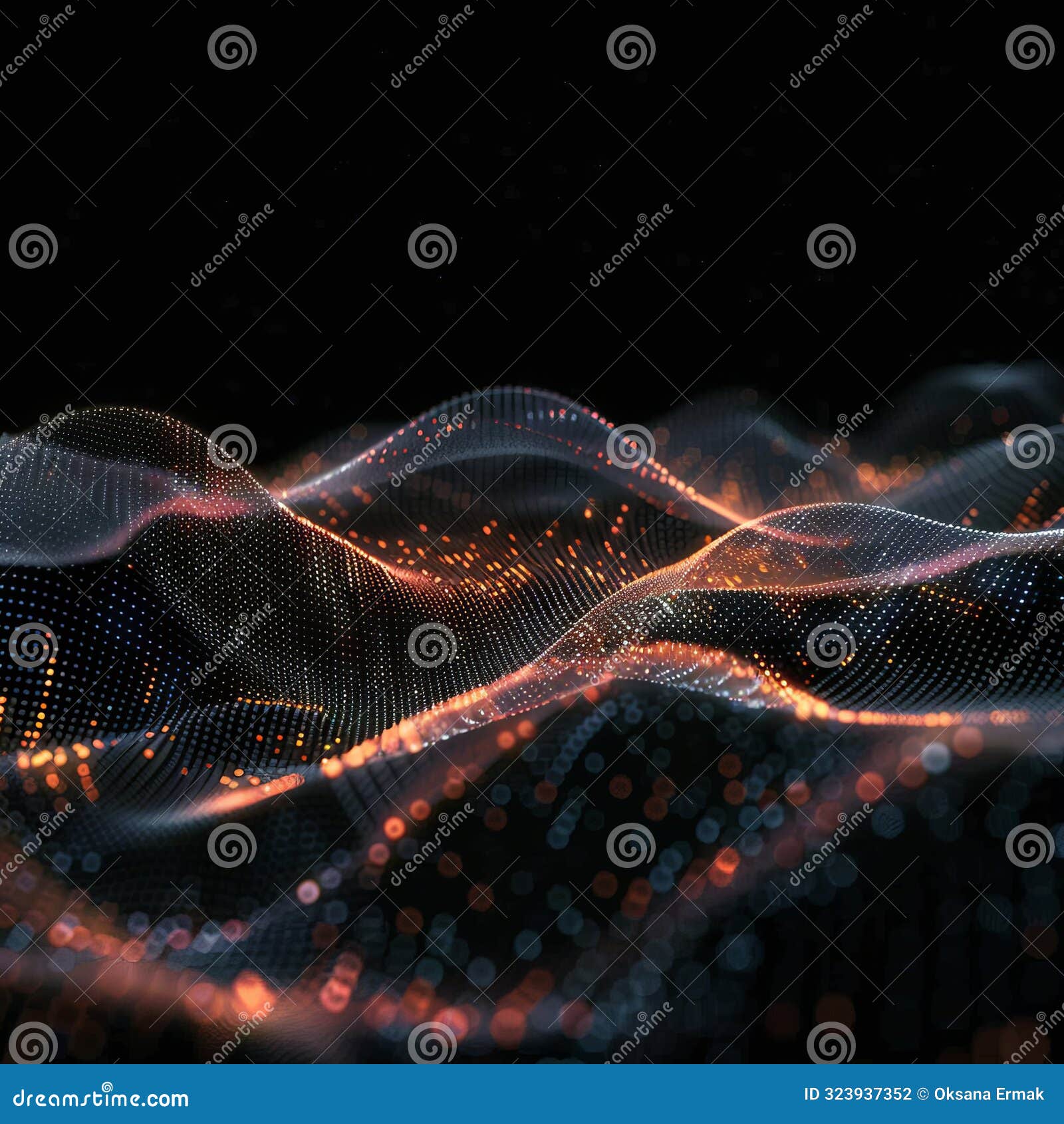 Dark Digital Background, Tech Waves Pattern, Digital Data Banner, Audio ...