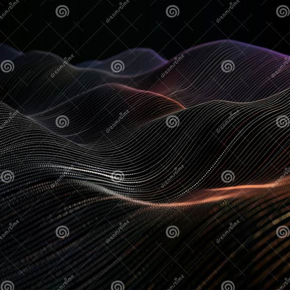 Dark Digital Background, Tech Waves Pattern, Digital Data Banner, Audio ...