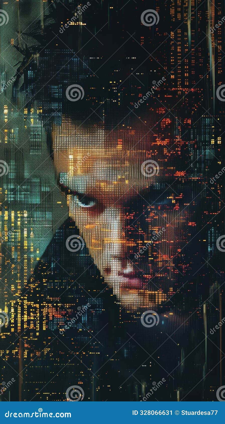 Dark Digital Profile with Glowing Circuit Elements Stock Image - Image ...