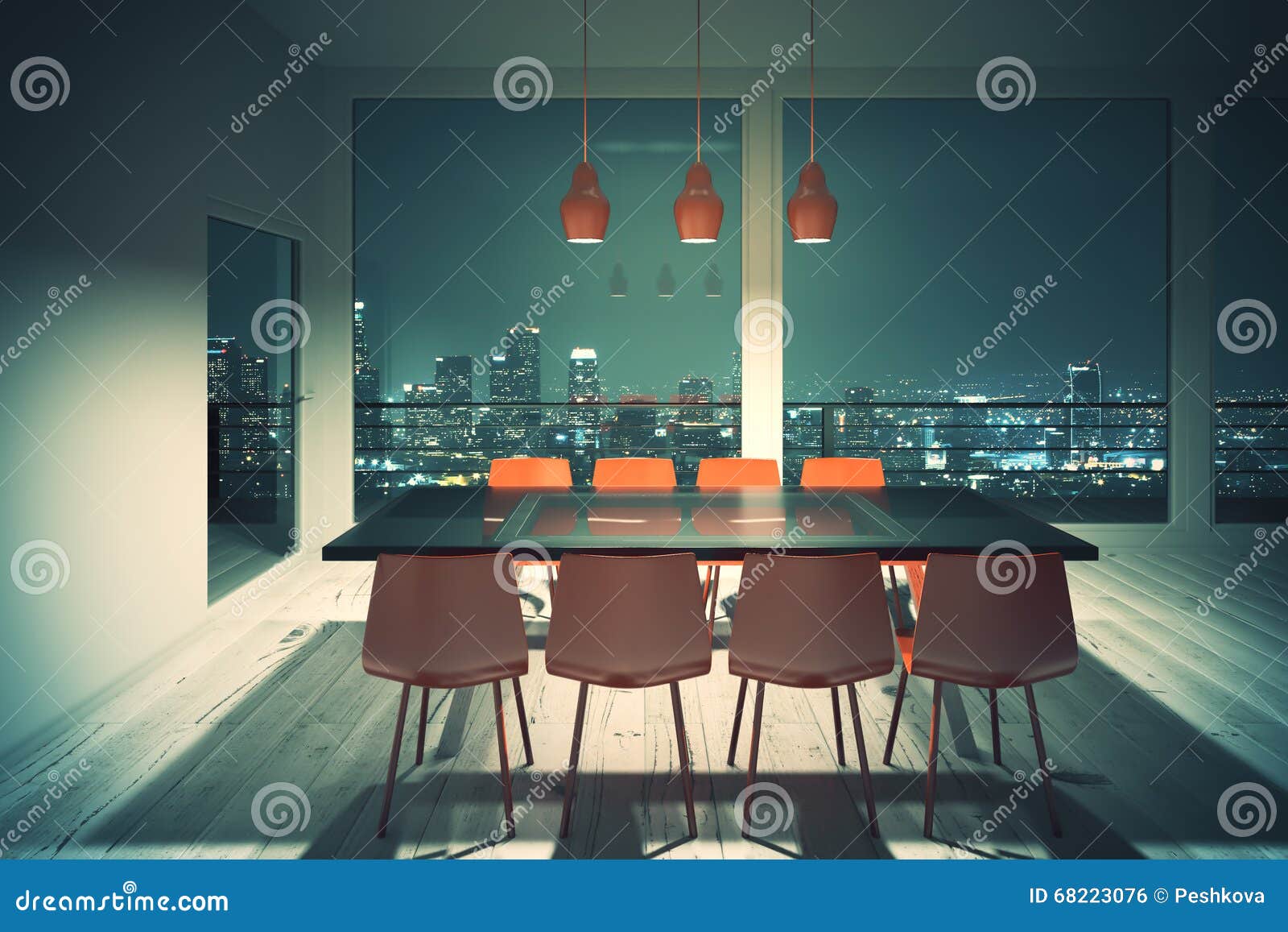 Dark Dining Table in the Evening Stock Illustration - Illustration of ...