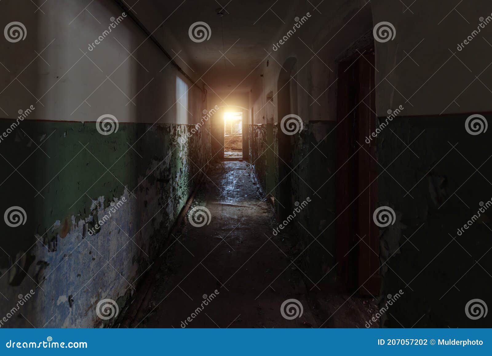 Dark Dirty Corridor of Old Abandoned Building Stock Photo - Image of ...