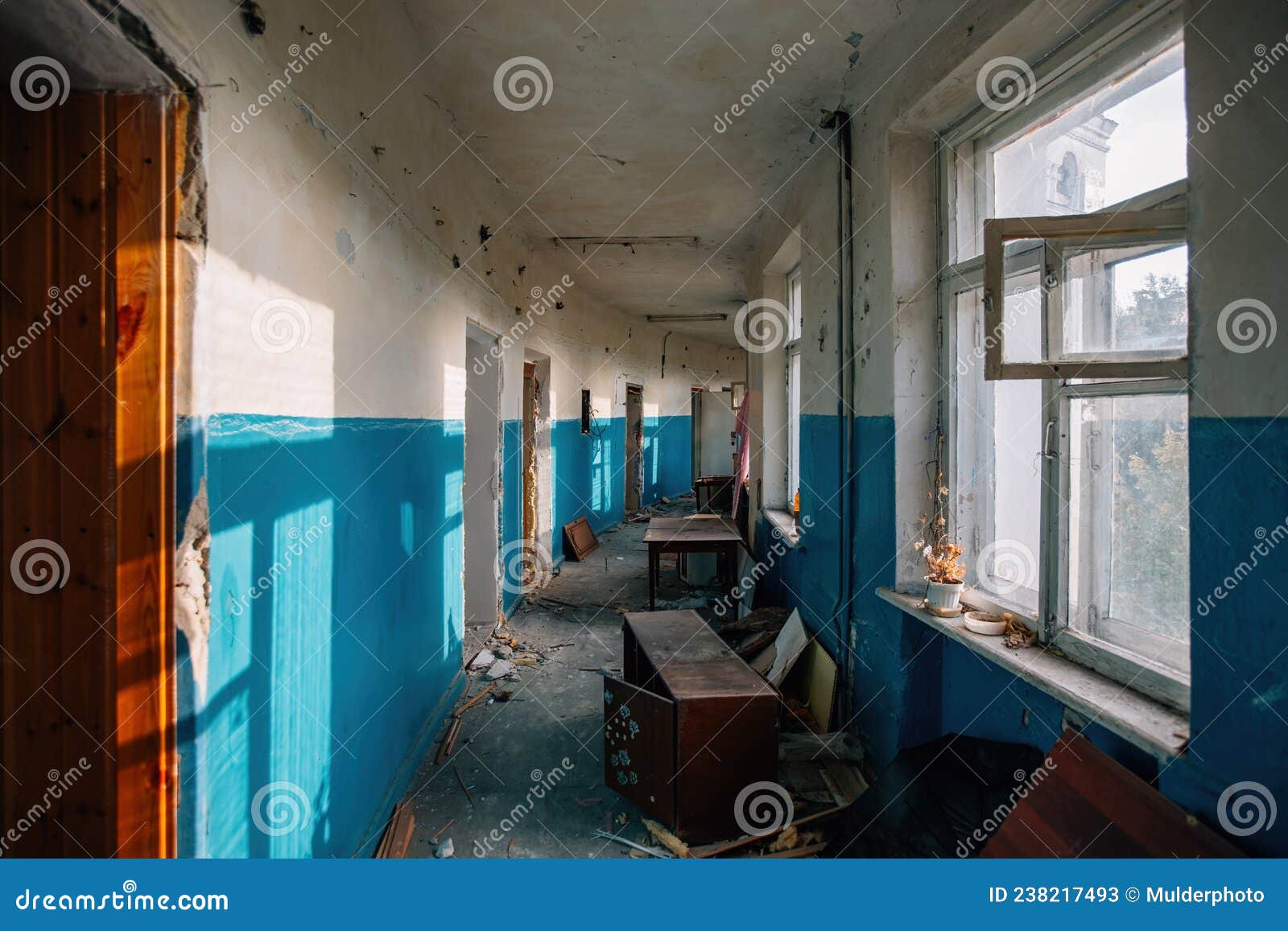Dark Dirty Corridor of Old Abandoned Building Stock Image - Image of ...