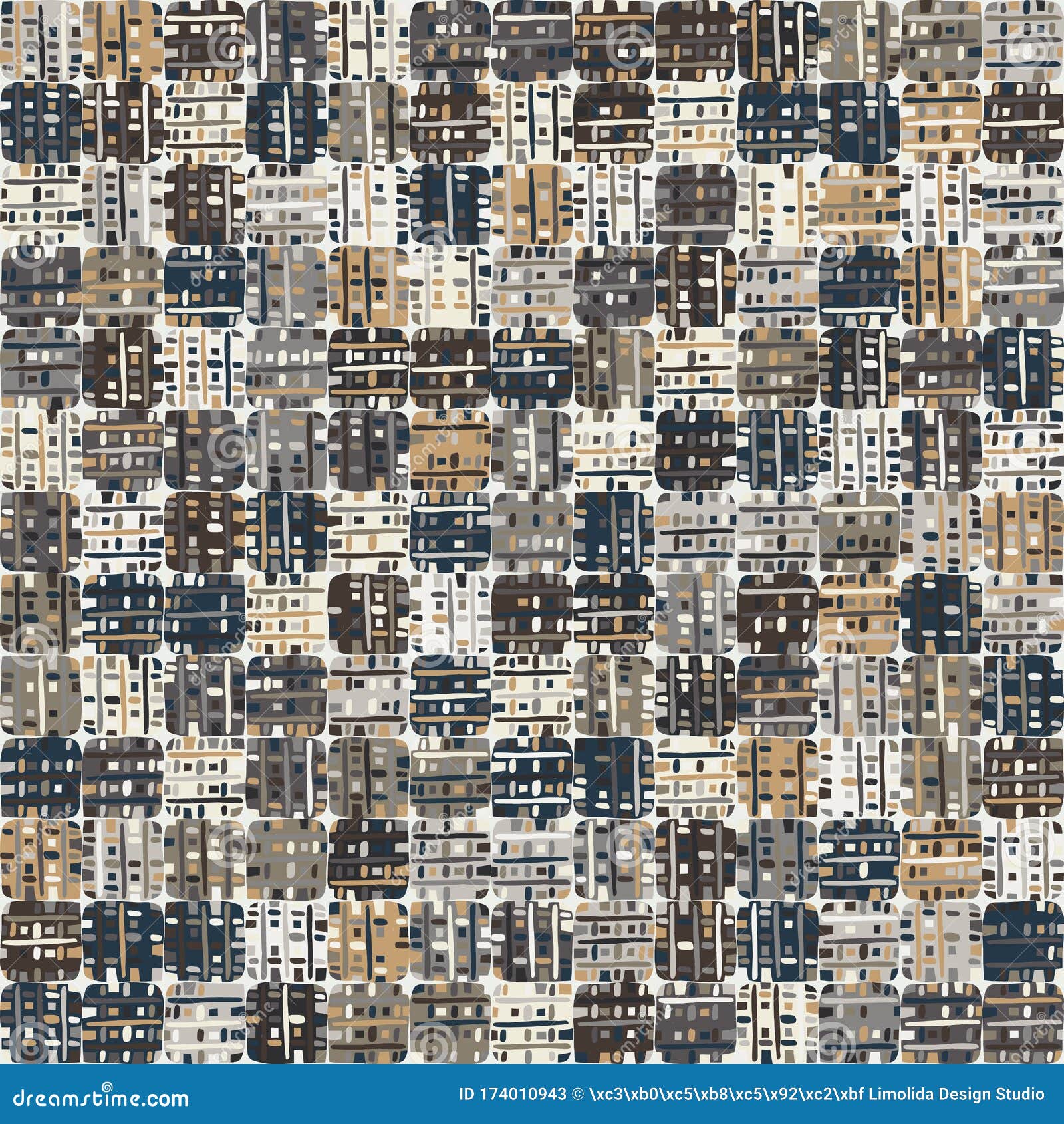 Dark Doodle Mosaic Effect Vector Texture. Masculine Geometric Seamless ...