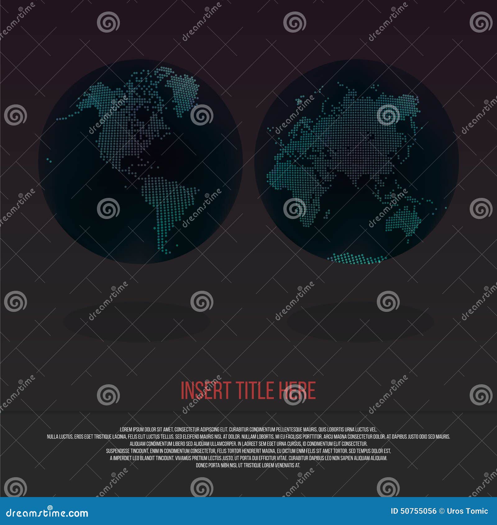 Dark Dotted Globes Design Vector Template. Stock Vector - Illustration ...