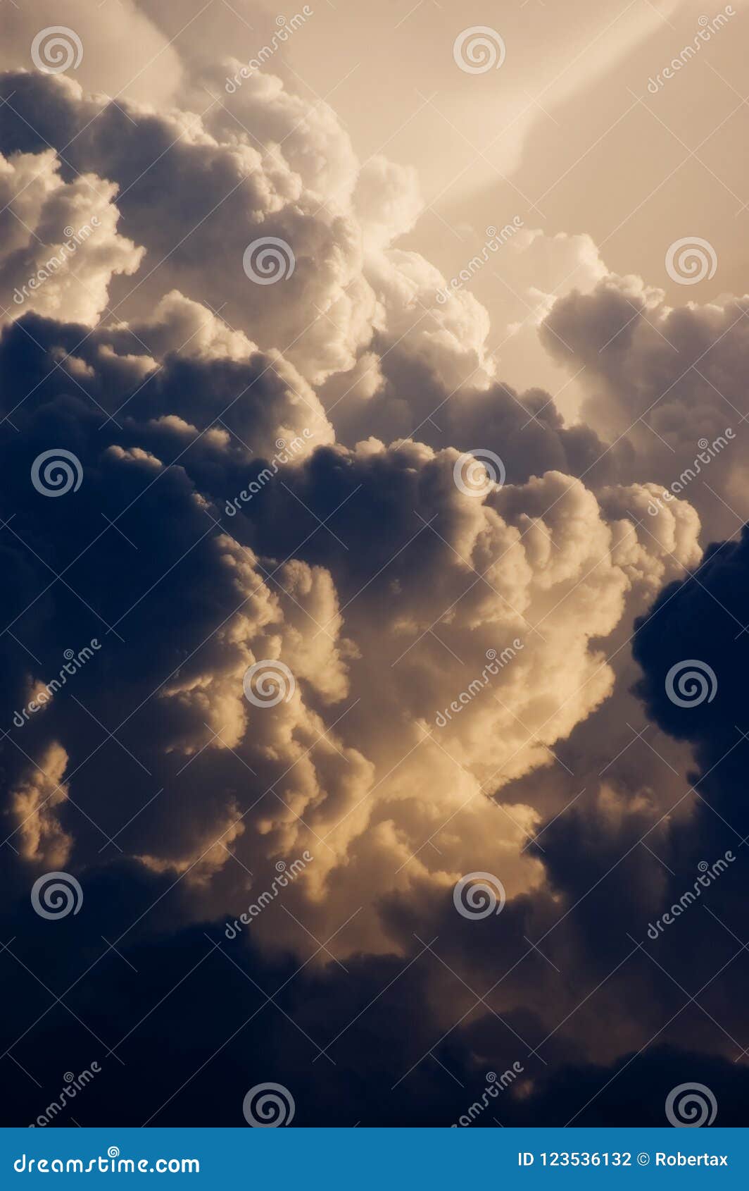 Dark and Dramatic Cumulus Clouds Forming into Thunderstorm Stock Photo ...