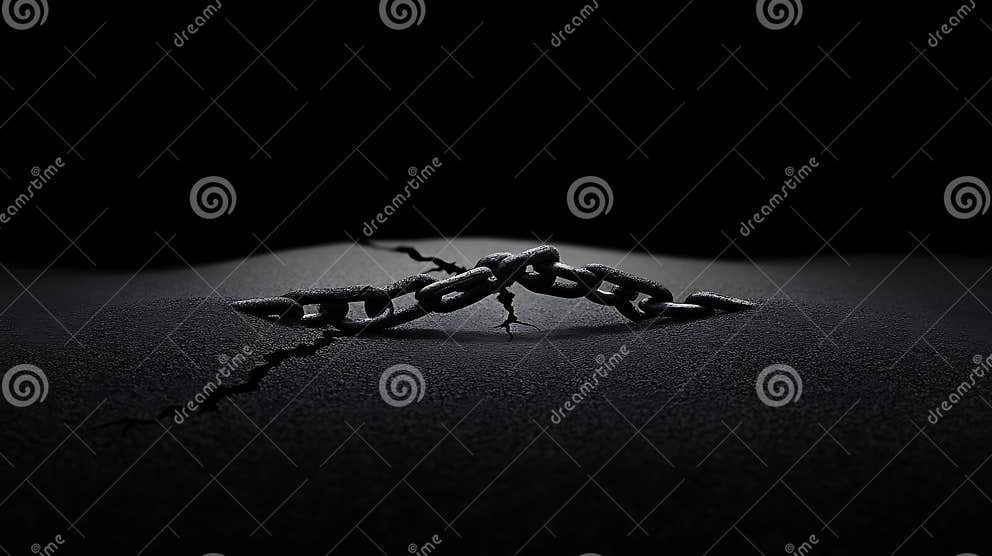 Broken Chain on Cracked Surface. Symbol of Freedom. Stock Illustration ...