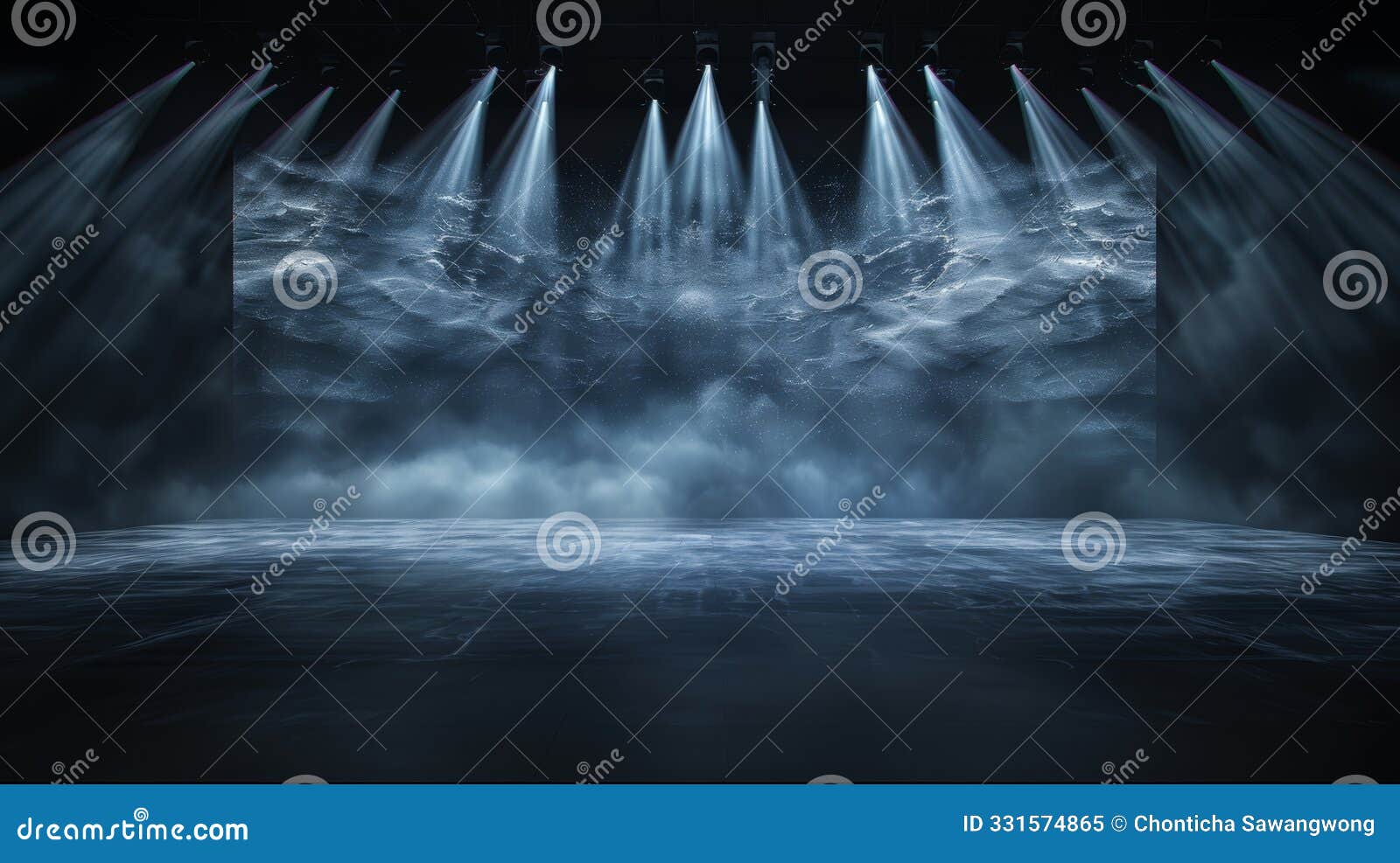 Dark Dramatic Stage with Spotlight Beams Creating a Mesmerizing ...