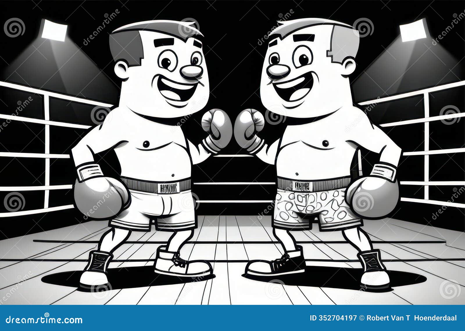 Dark Drawing of Two Boxers at 2-1-2025 Stock Illustration ...