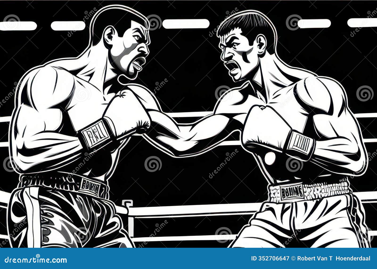 Dark Drawing of Two Boxers at 2-1-2025 Stock Illustration ...