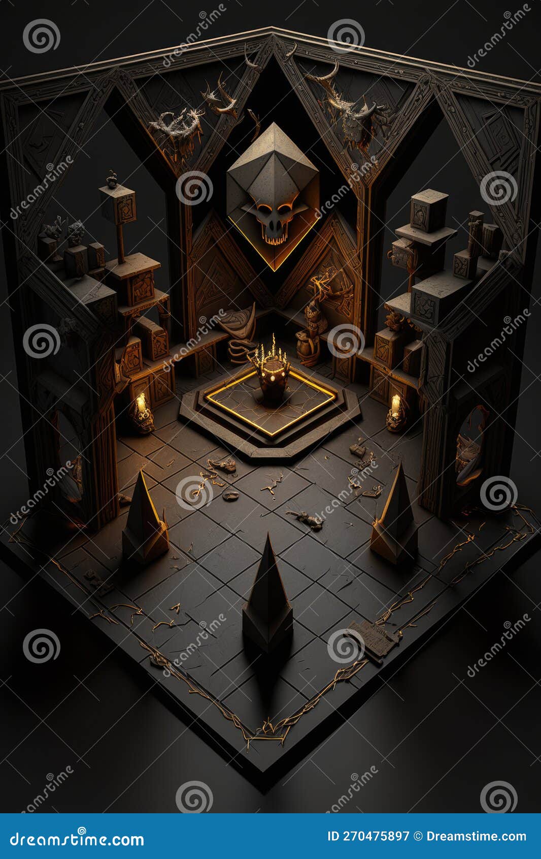 Dark Dungeon Filled with Traps and Monsters, Isometric Low Poly View AI ...