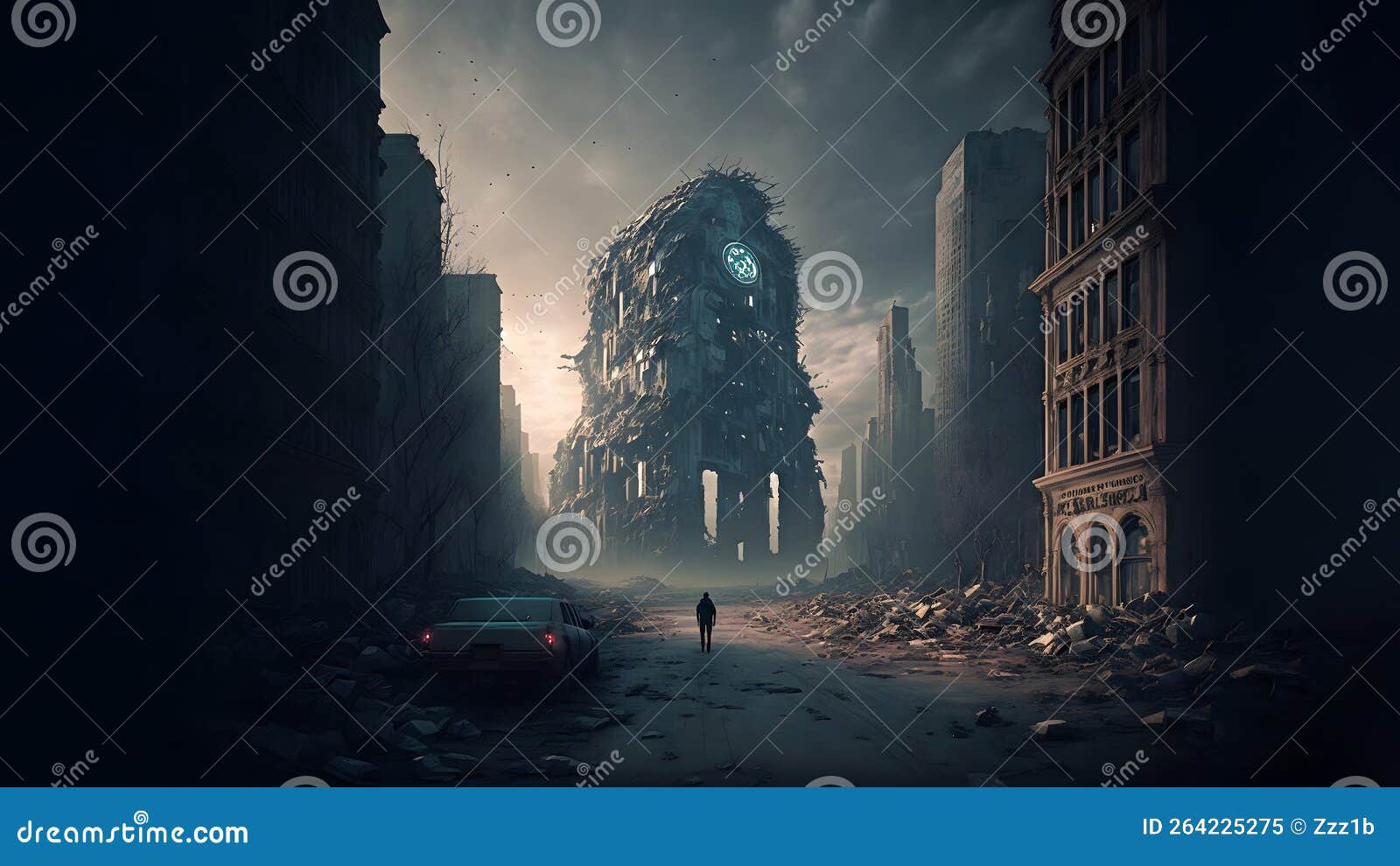 Dark Dystopian Dead Cityscape, Neural Network Generated Art Stock ...