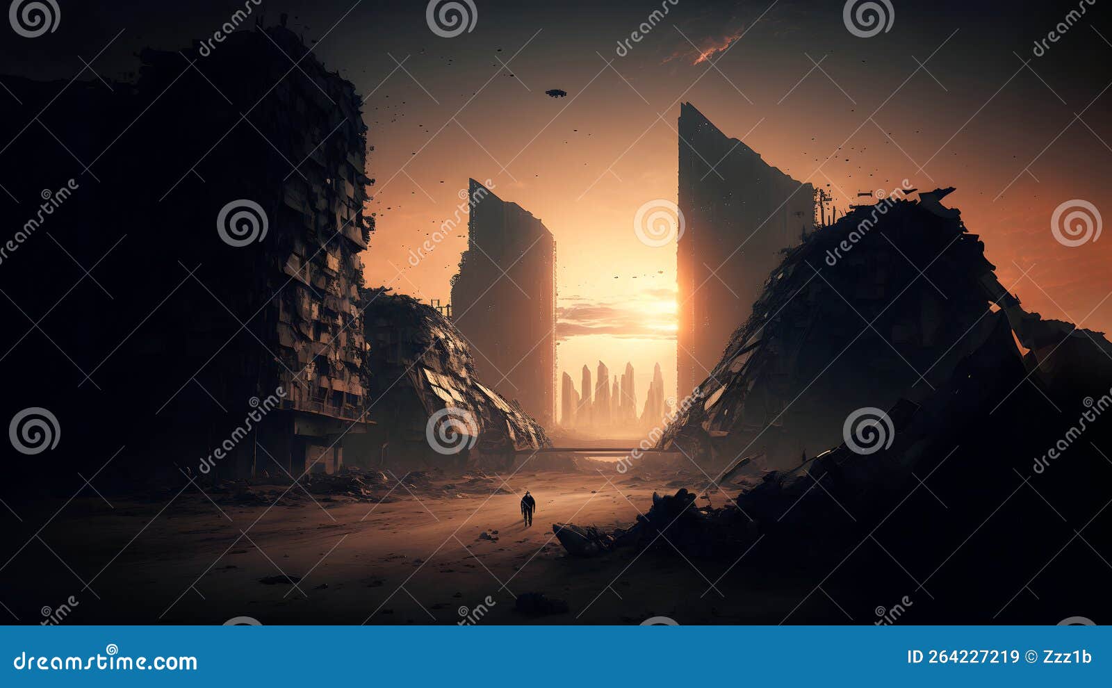 Dark Dystopian Dead Cityscape, Neural Network Generated Art Stock ...