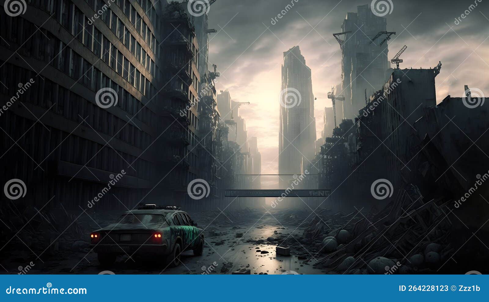 Dark Dystopian Dead Cityscape, Neural Network Generated Art Stock Image ...