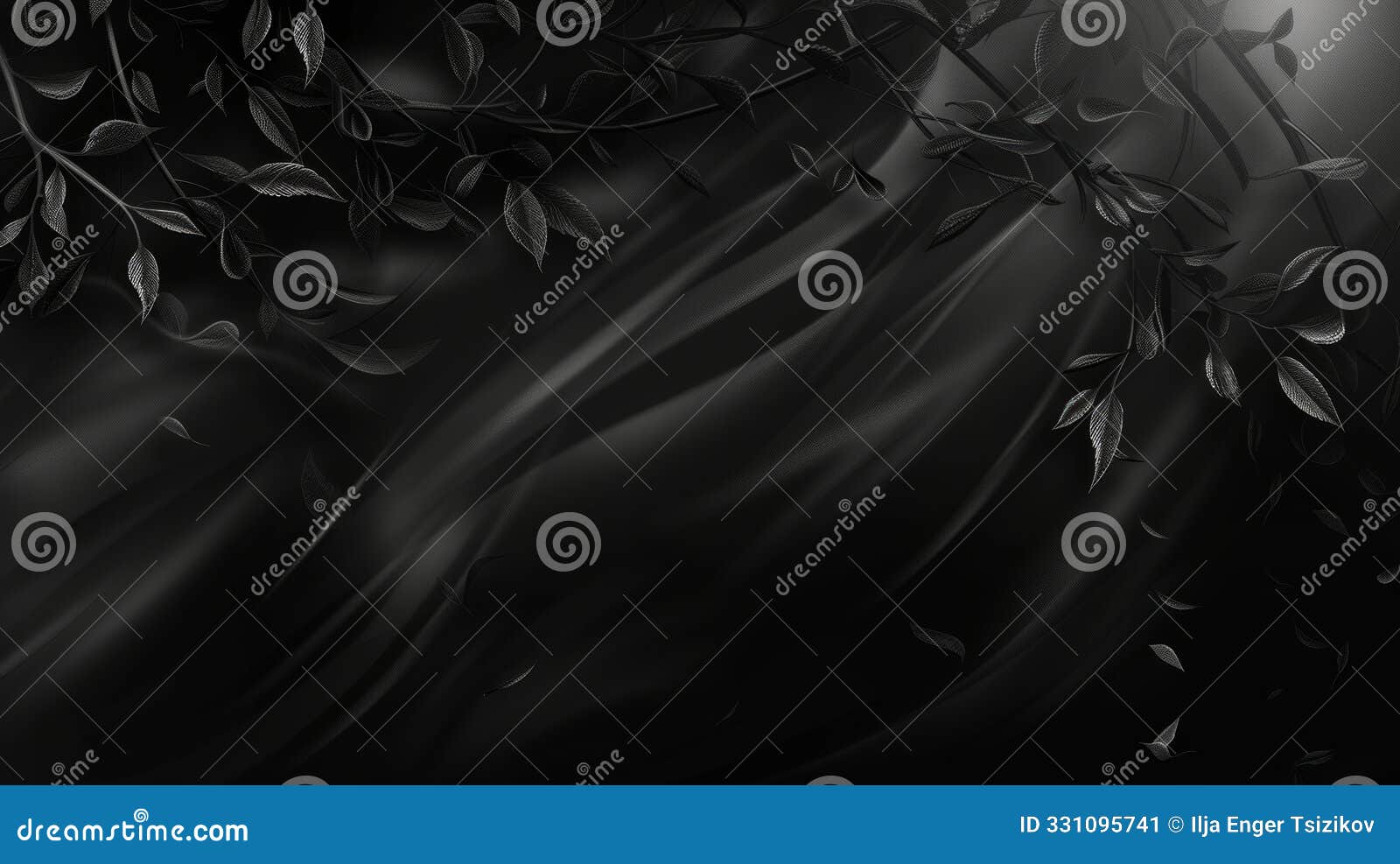 Dark Elegance Black Leaves Pattern on Flowing Fabric. Black Friday ...