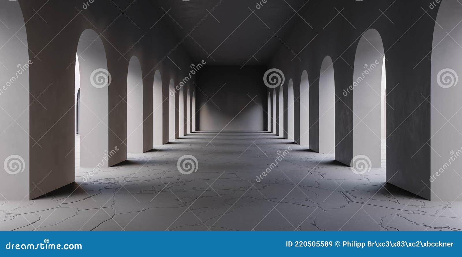 Dark Empty Blank Hallway 3d Render Illustration Stock Illustration ...