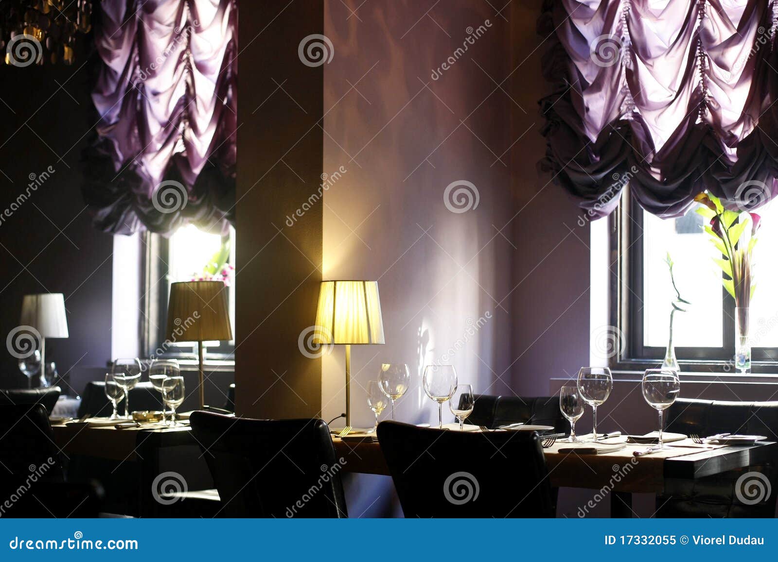 Dark Empty Cafe with No Customers Stock Image - Image of dishware ...