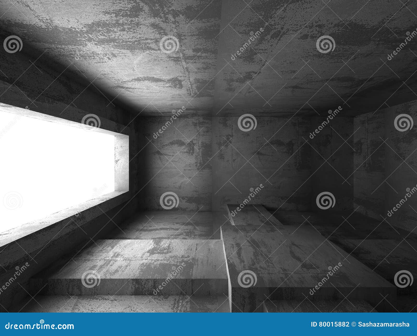 Dark Empty Concrete Basement Room Interior Background Stock ...