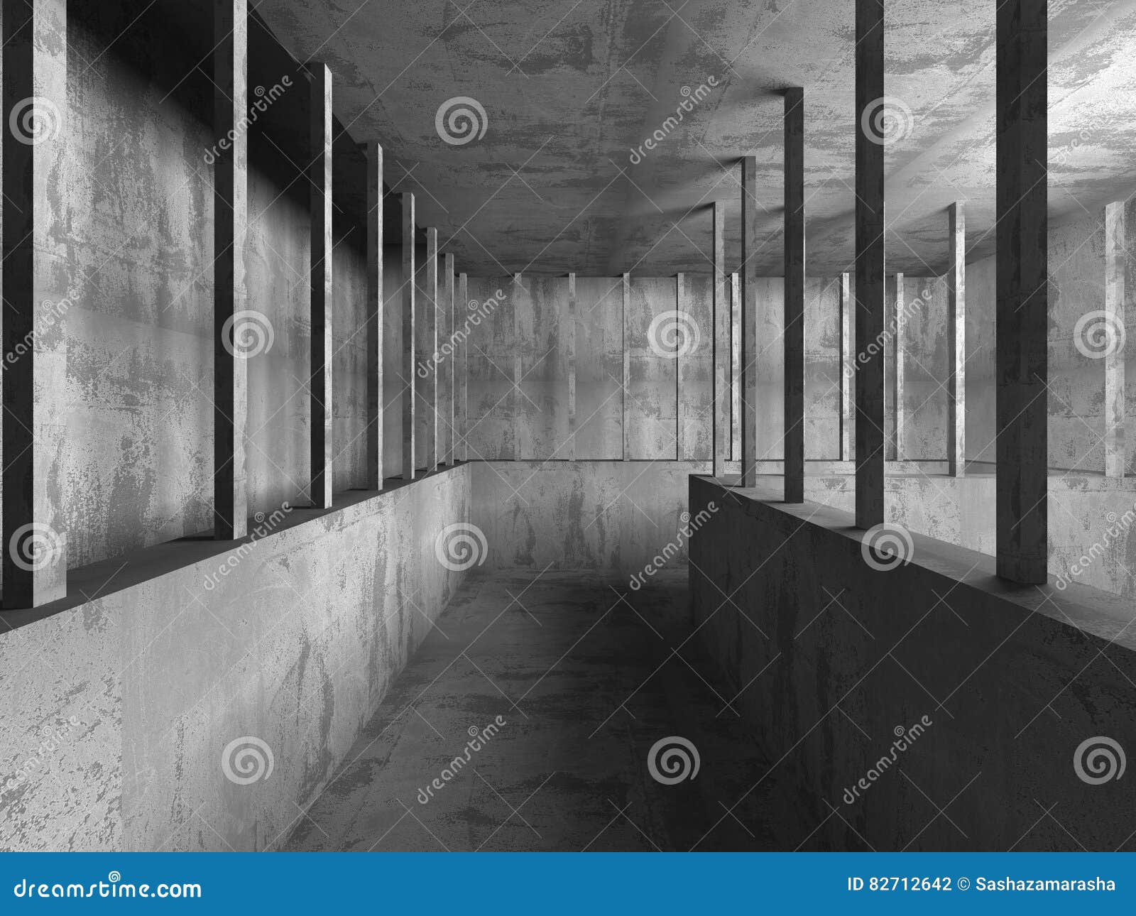 Dark Empty Concrete Basement Room Interior. Urban Architecture B Stock ...