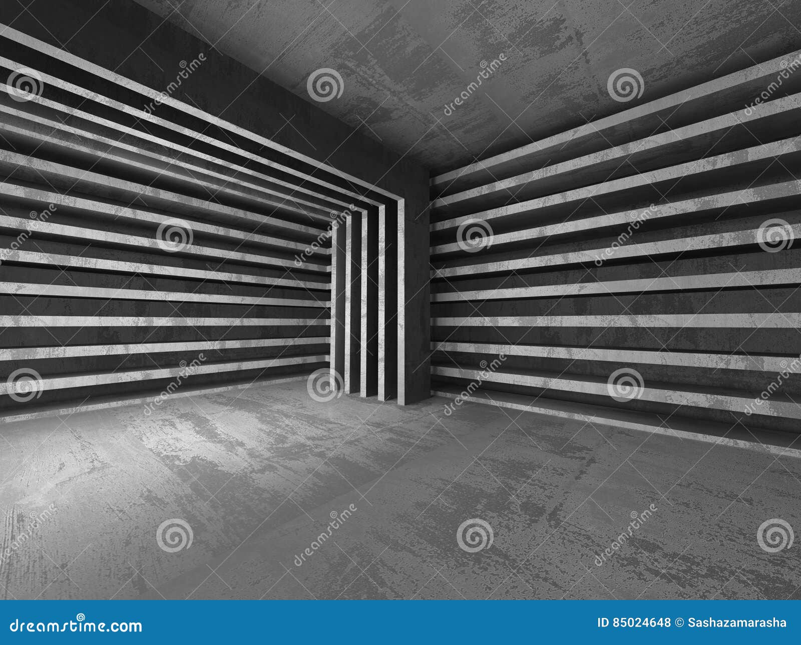 Dark Empty Concrete Basement Room Interior. Urban Architecture B Stock ...