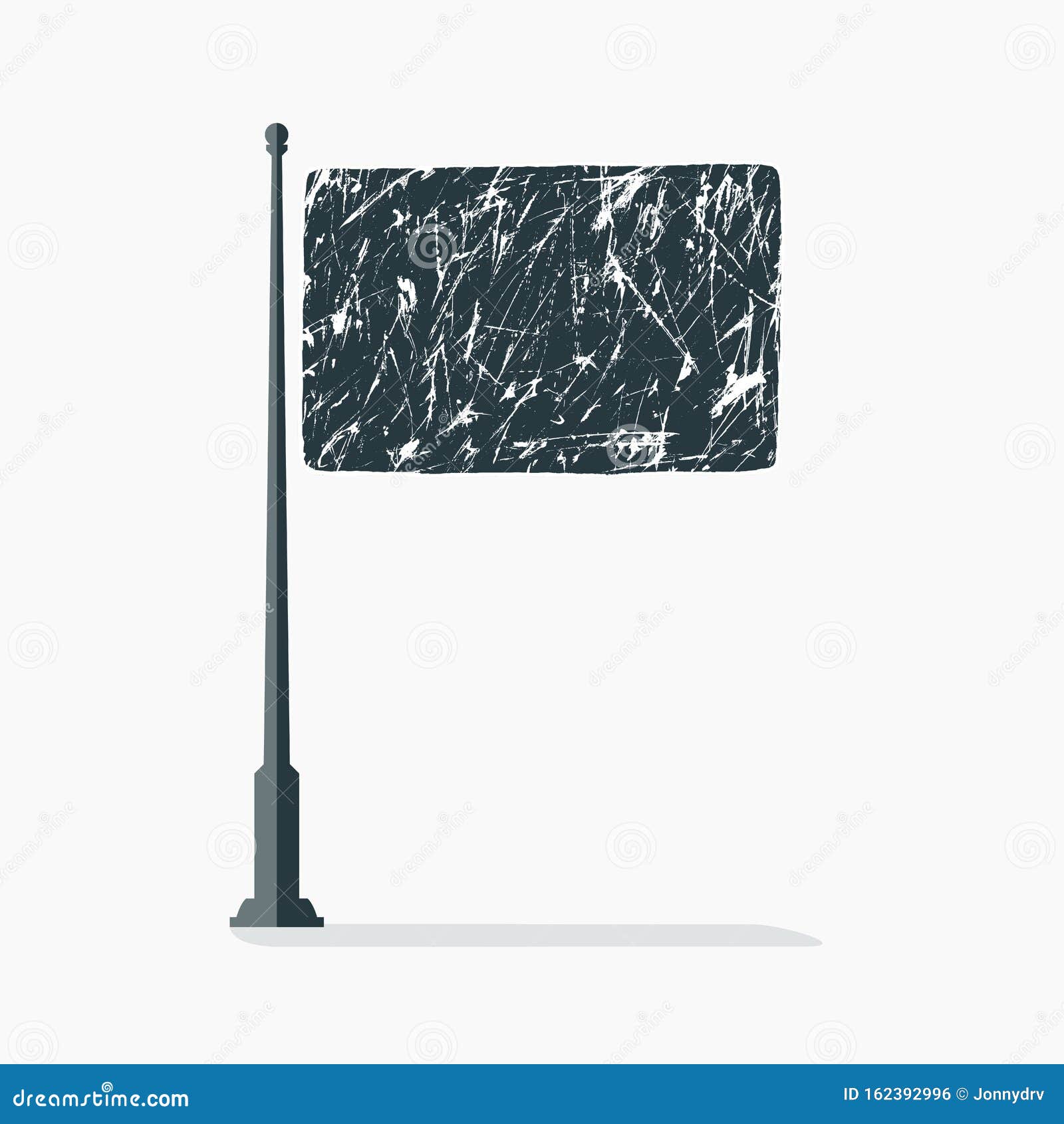 Dark Empty Flag Template on Flagpole, Flag with Scratches in Vector ...