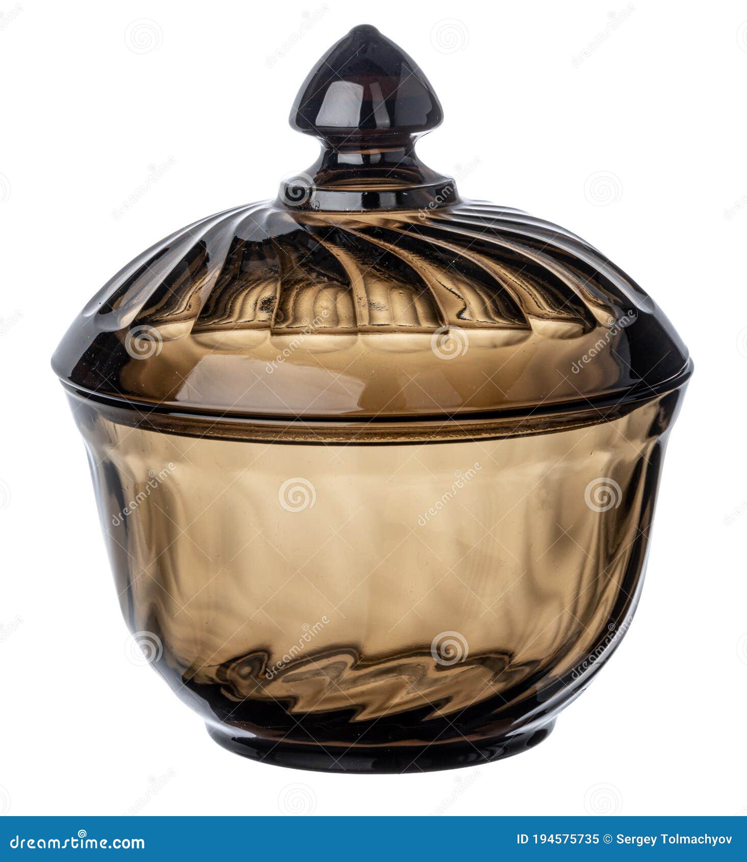 Dark Empty Glass Sugar Bowl Isolated on White Stock Image - Image of ...