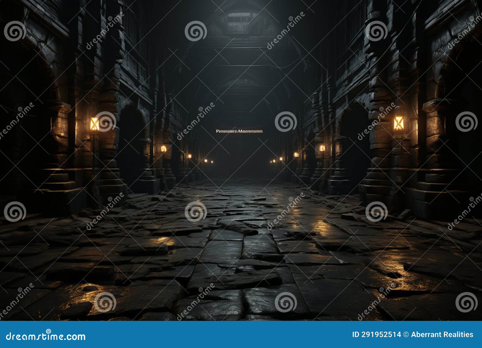 A Dark Empty Hallway in an Old Building Stock Illustration ...