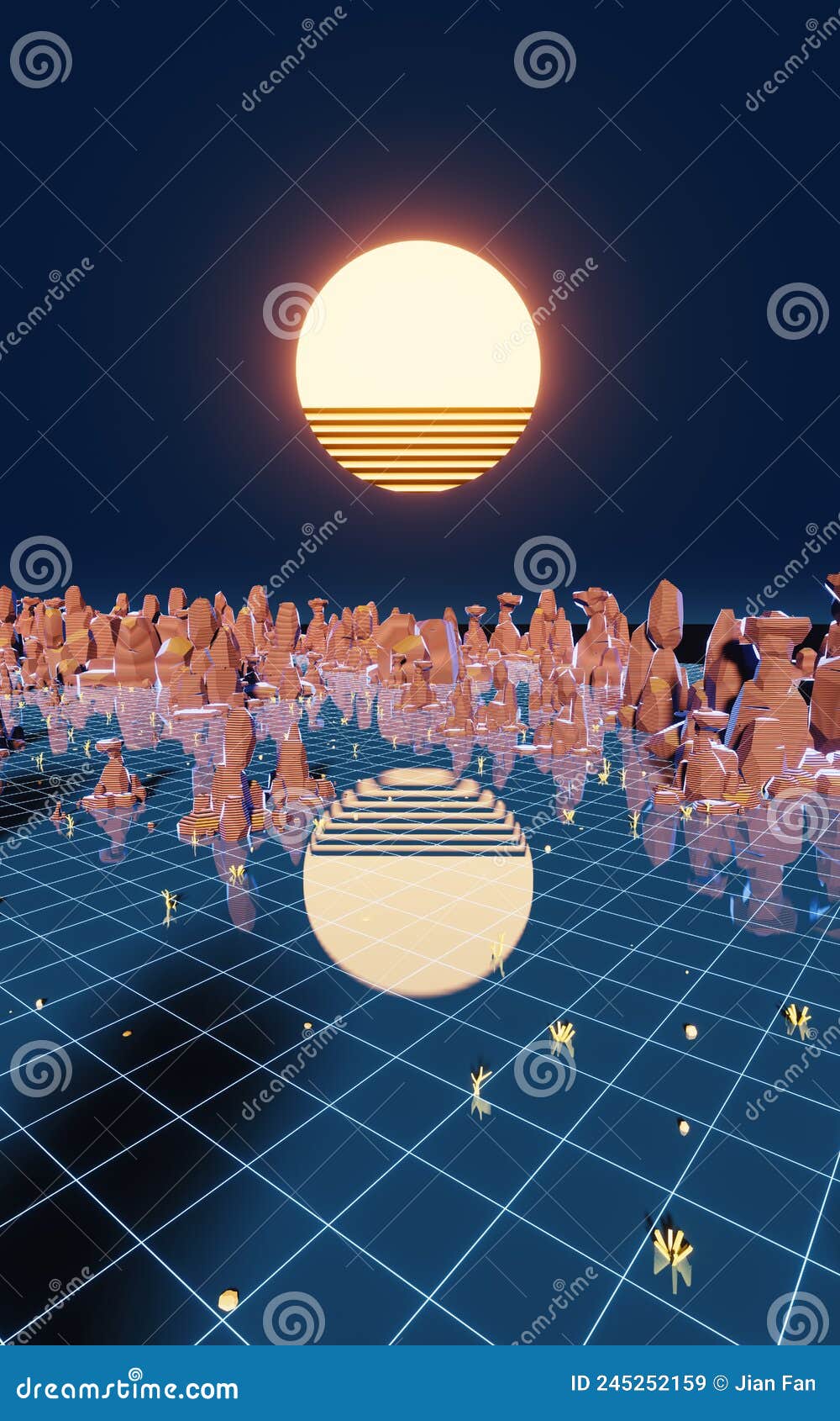 Dark Empty Planet, Retro Stylize Background, 3d Rendering Stock ...