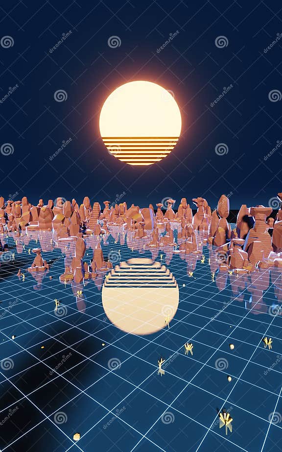 Dark Empty Planet, Retro Stylize Background, 3d Rendering Stock ...